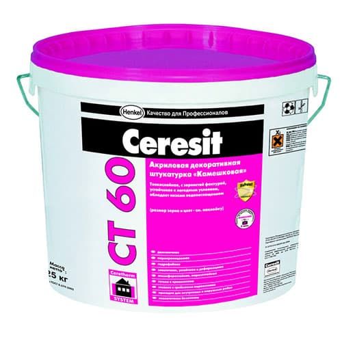 Ceresit CT 60, штукатурка декоративная камешковая 2,5 мм, 25 кг купить в Москве